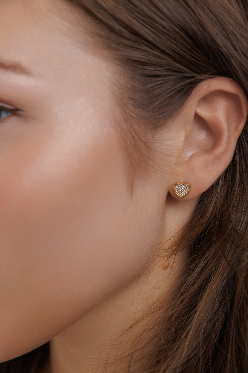 SMALL PAVE HEART EARRINGS – Limlim fashion accessories